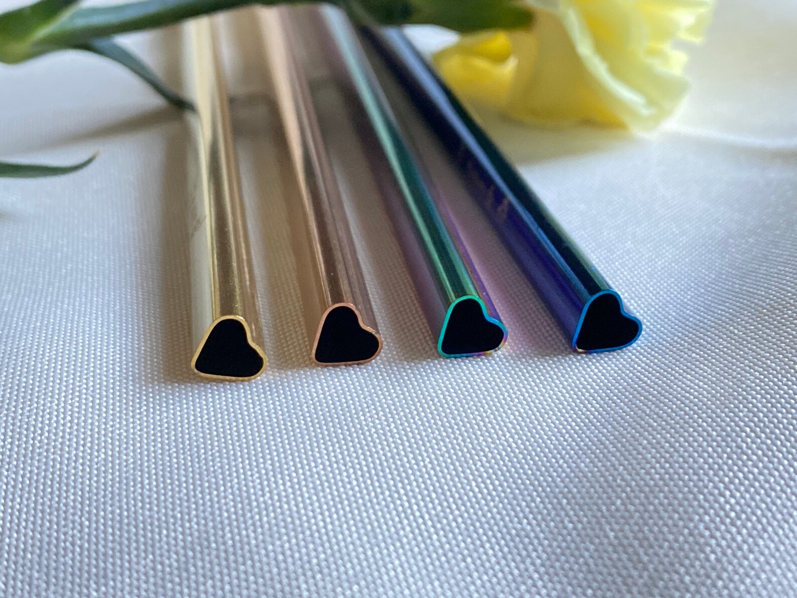 BTS Heart Shape Metal Straw blue Rainbow Rosegold Gold - Etsy