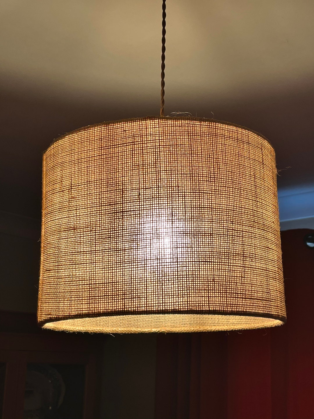Handmade Hessian Drum Lampshade: Natural Hessian Jute, Table or Ceiling ...