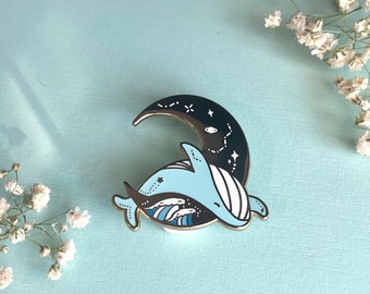 Celestial Orca Whale and Moon Enamel Pin Orca Whale Pins | Etsy