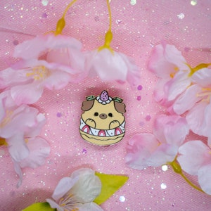Pug and Macaroon Enamel Pin- Cute Pug Dog Pin- Kawaii Pastel and Cafe ...