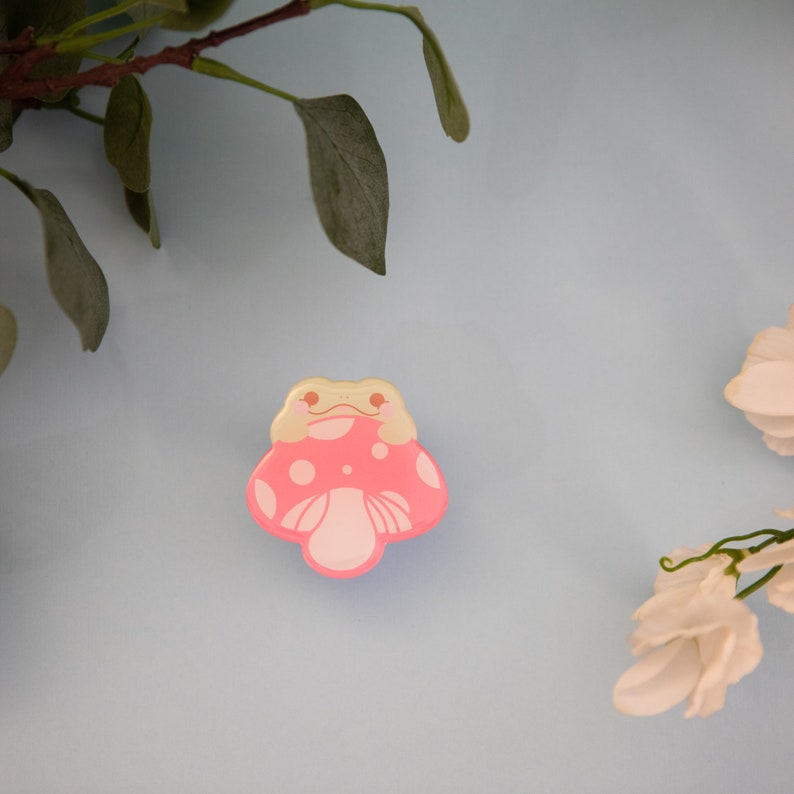 Froggo Mushroom Phone Grip-cute Phone Holder Frog Art-cute - Etsy