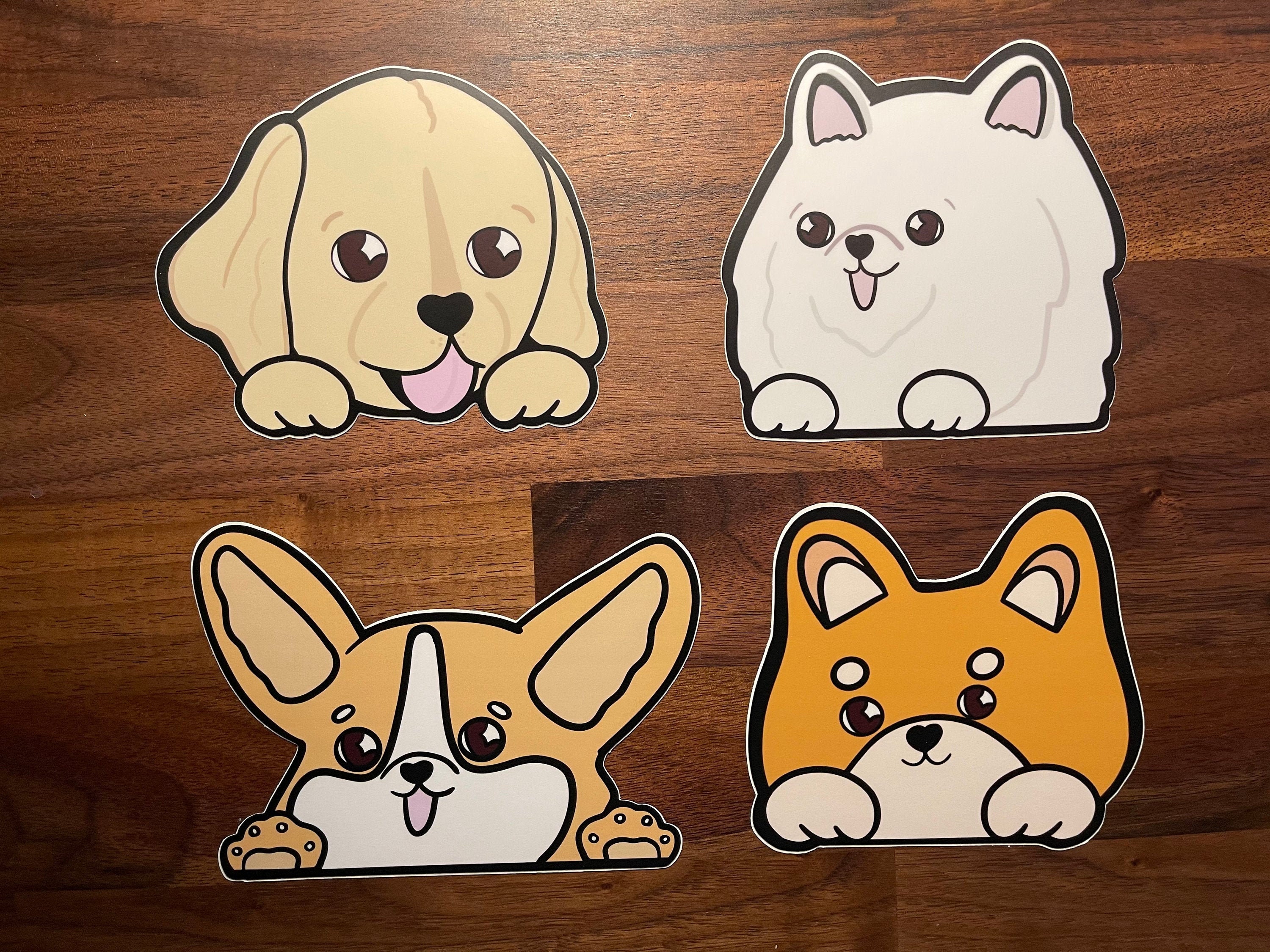 Peeking Dog Car Decal Sticker Cute Dog peeker sticker Golden | Etsy