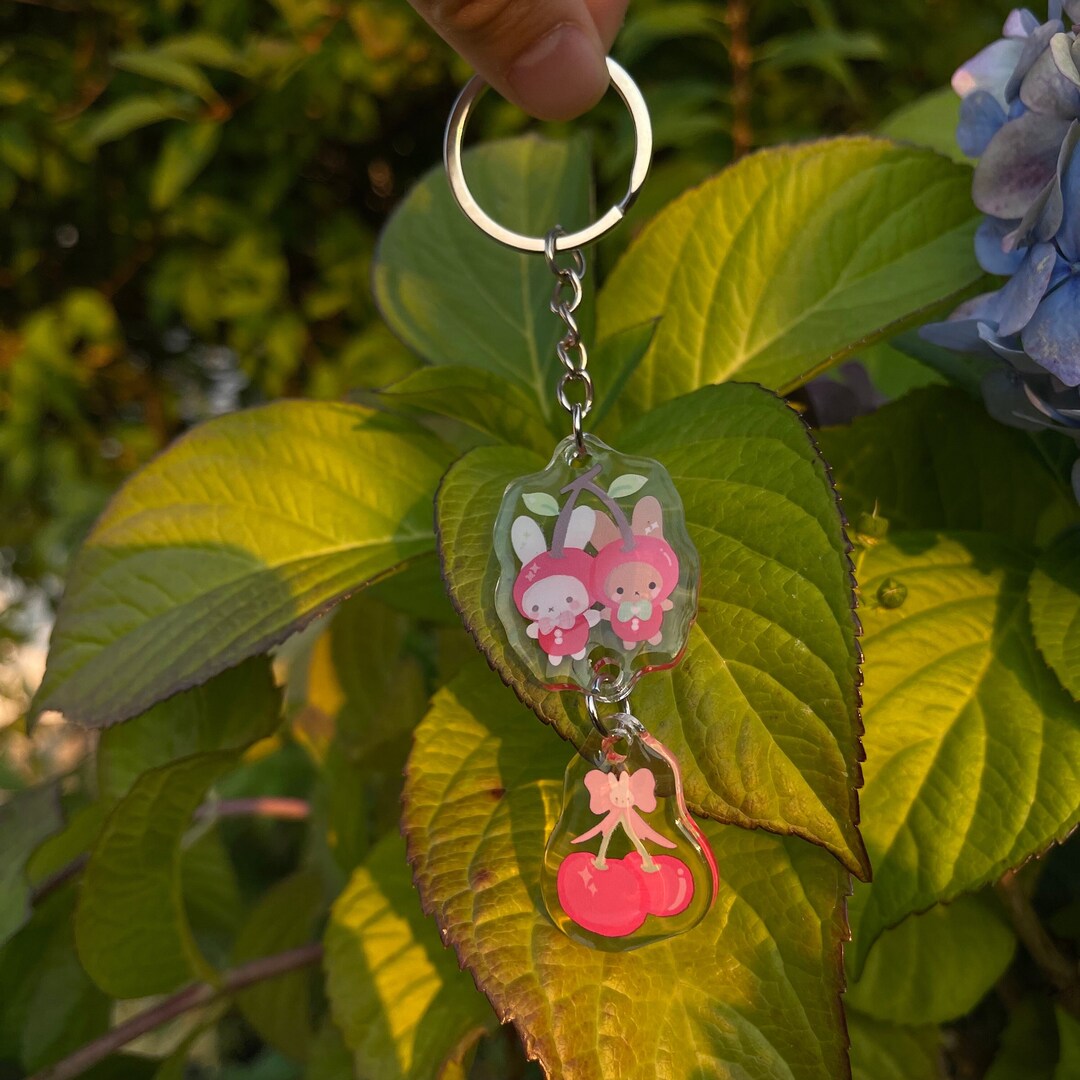 Cute Miffy Cherry Double Keychain- Cute Miffy Bunny Keychain- Cherry ...