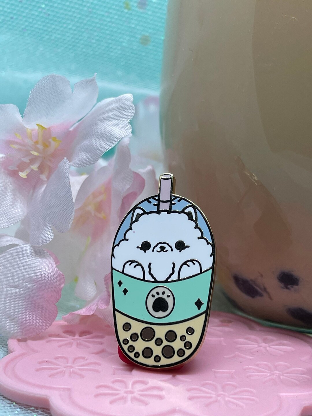 Cute Bubble Tea Enamel Pins Cute Samoyed Dog Enamel Pin - Etsy