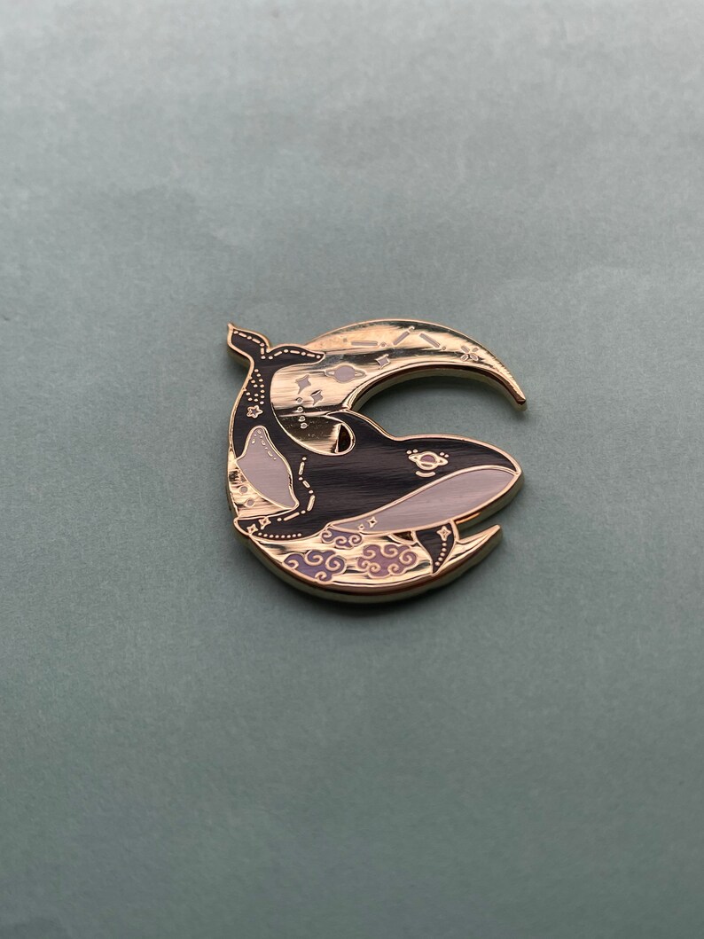Celestial Orca Whale and Moon Enamel Pin Orca Whale Pins | Etsy