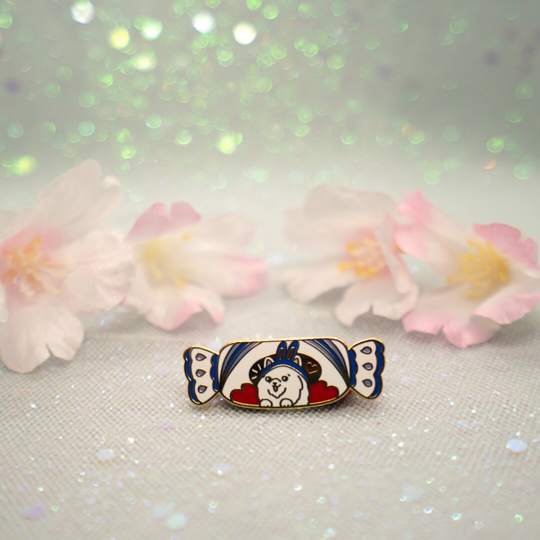 White Rabbit Candy Enamel Pin- Samoyed Dog Pin- Cute Candy Pin- Asian ...