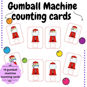 Gumball Machine Counting Cards - Etsy