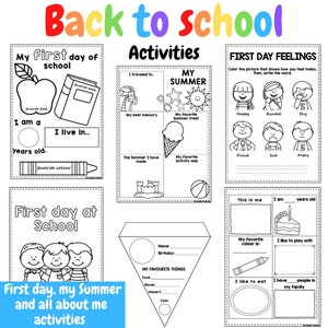Back to School Activities - First Day at School - My Summer - All About ...