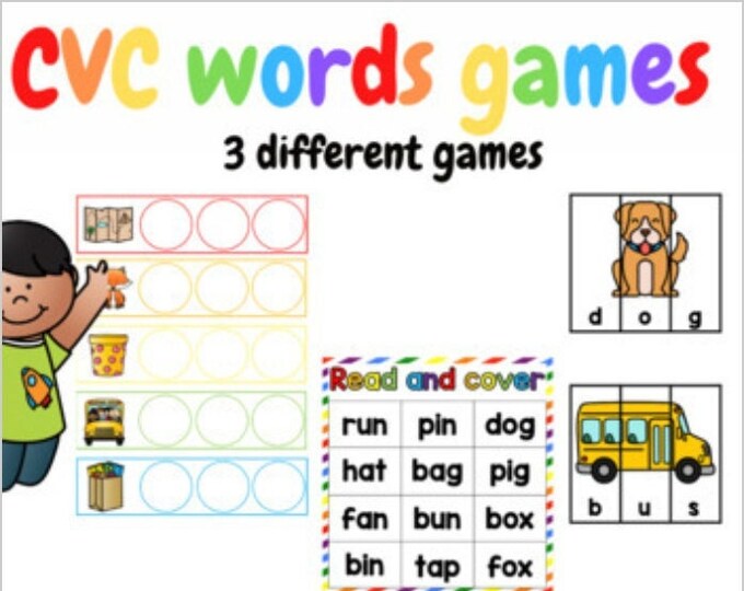 CVC Words Games for Preschool, Pre-k, and Kindergarten - Etsy