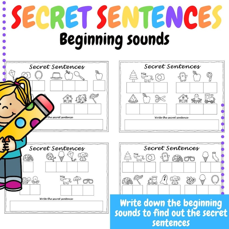 Secret Sentences Booklet - Beginning Sounds - Etsy