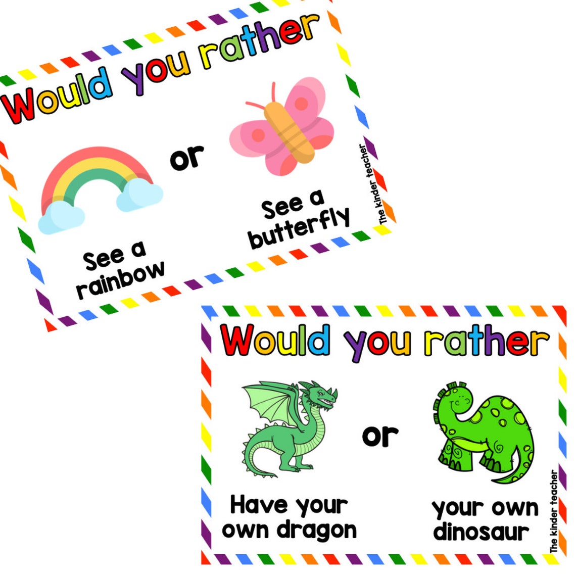 Would You Rather Questions! 40 Cards - Kindergarten, First Grade - Etsy