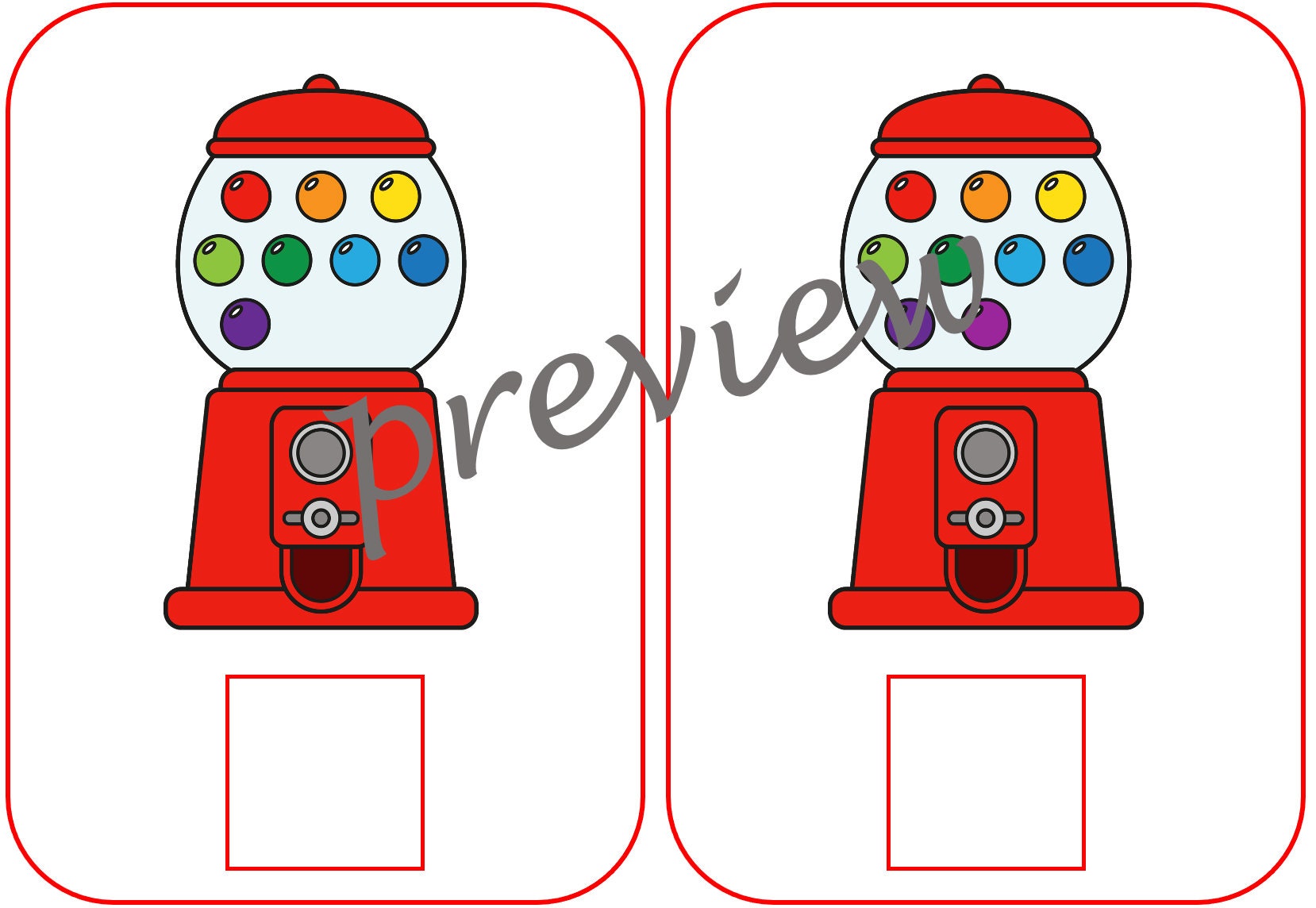 Gumball Machine Counting Cards - Etsy