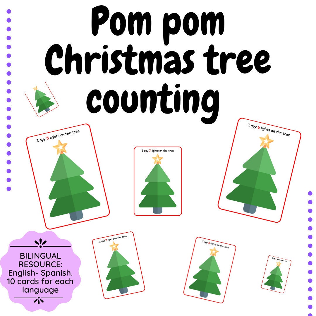 Pom Pom Christmas Tree Counting Cards - Etsy