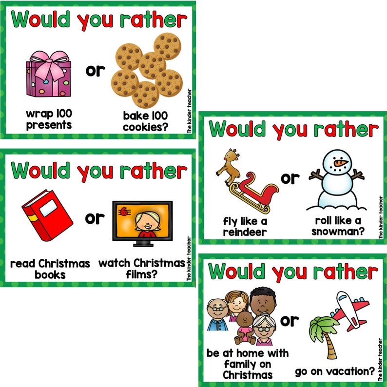 Would You Rather Question Cards - Christmas - Etsy