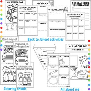 Back to School Activities - First Day at School - My Summer - All About ...