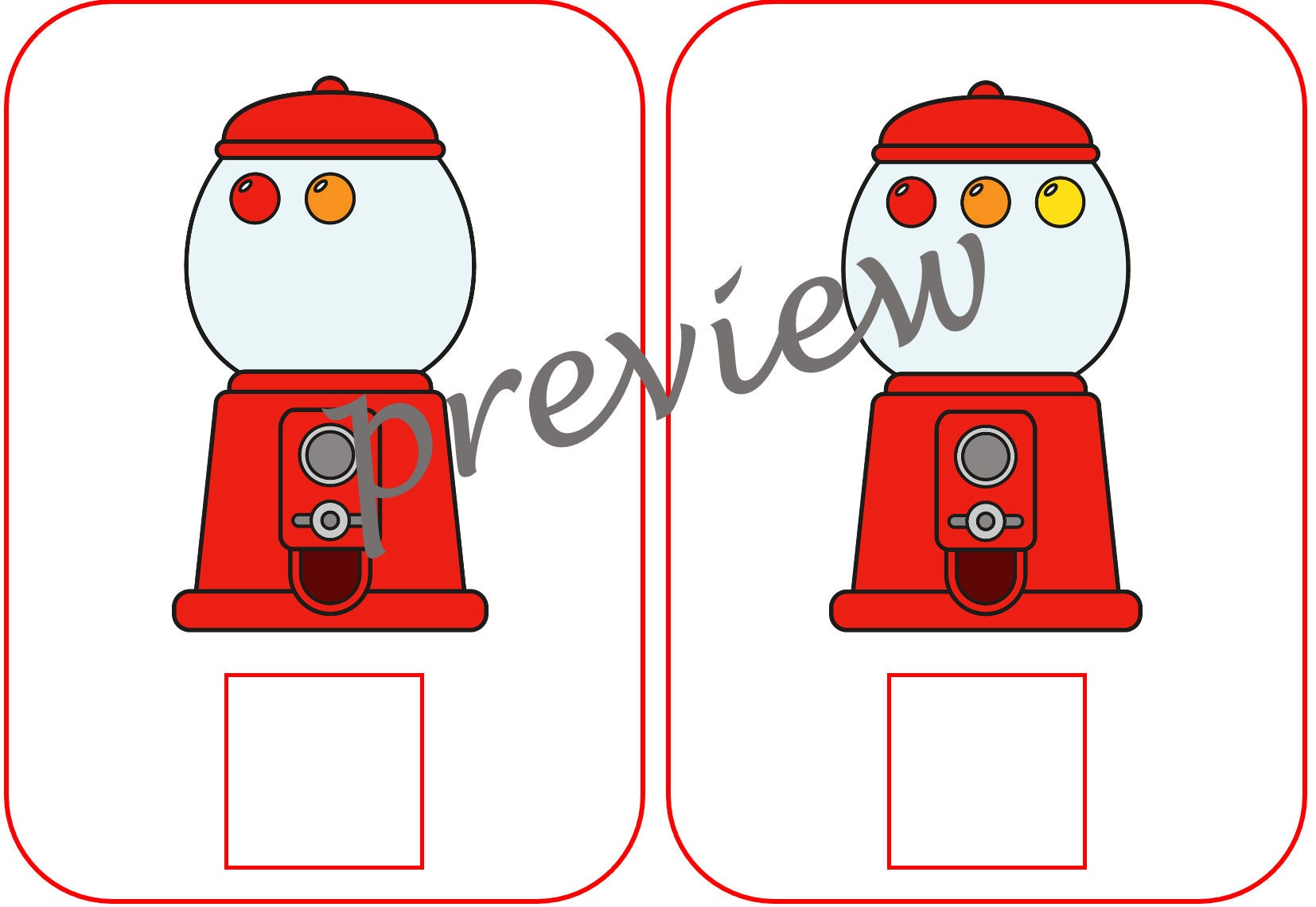 Gumball Machine Counting Cards - Etsy