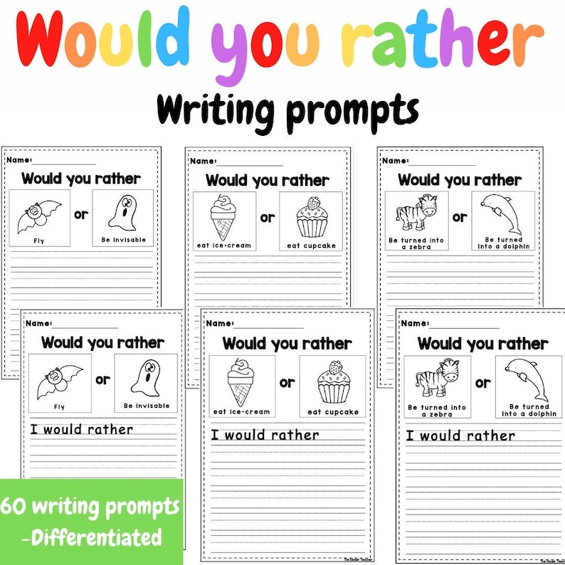 Would You Rather - Writing Prompts Early Years - Etsy
