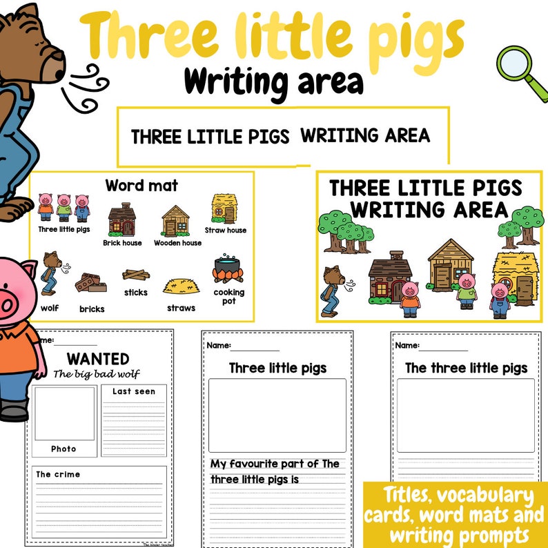 Three Little Pigs Writing Area - Etsy