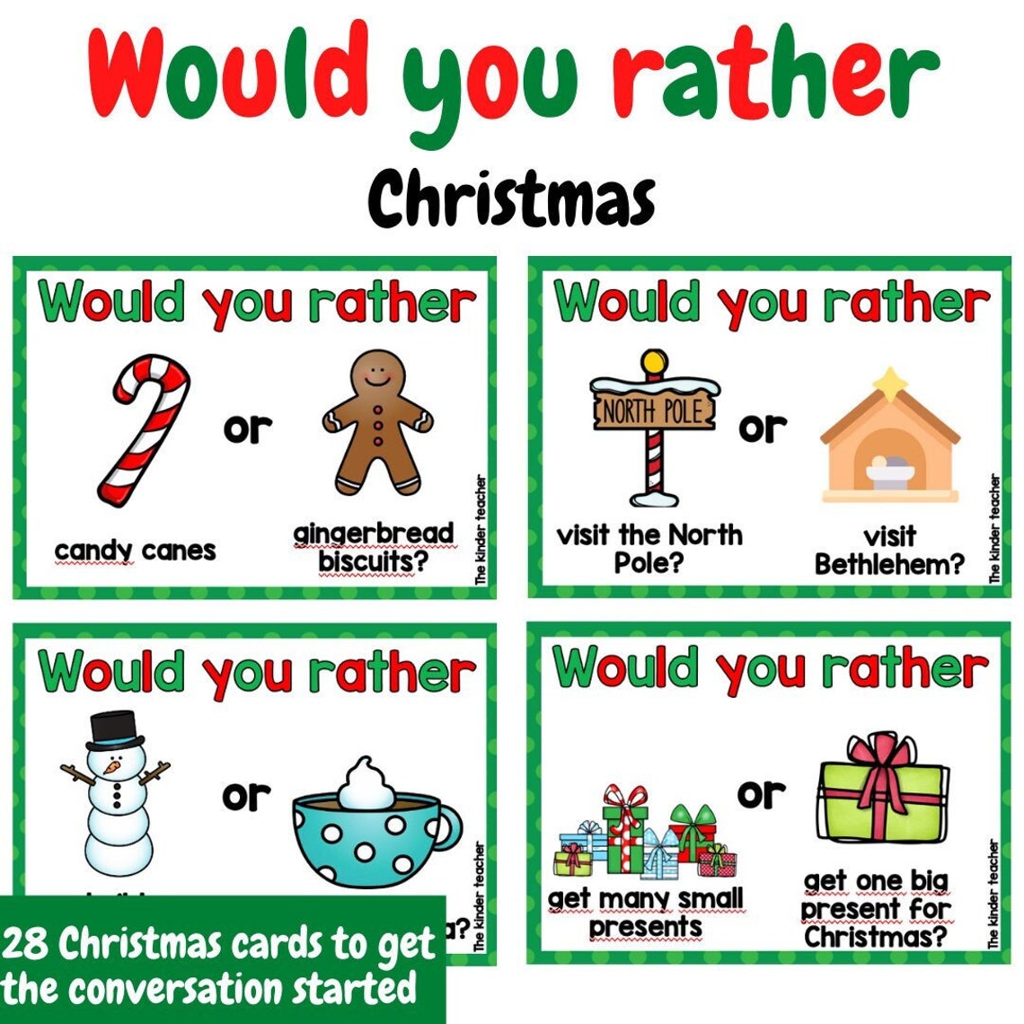Would You Rather Question Cards - Christmas - Etsy