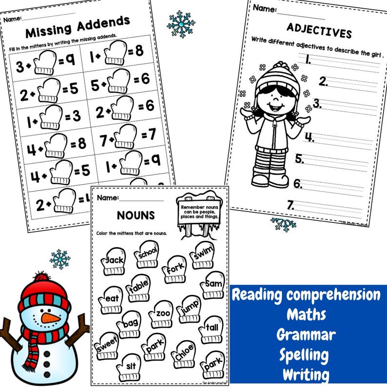 January Activity Booklet - Reception, Year 1 and Year 2 - Etsy