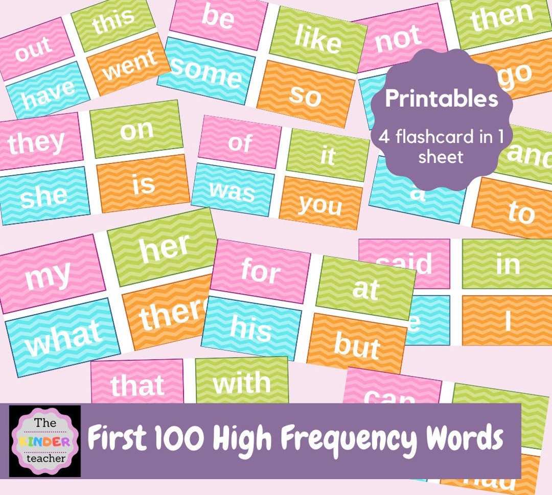 First 100 High Frequency Words Flashcards - Etsy UK