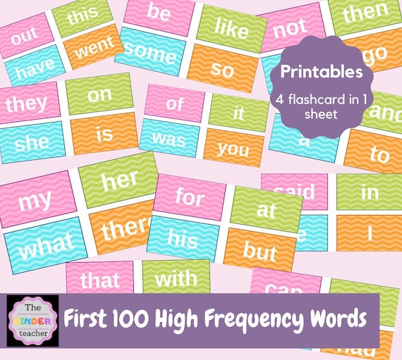 First 100 High Frequency Words Flashcards - Etsy UK