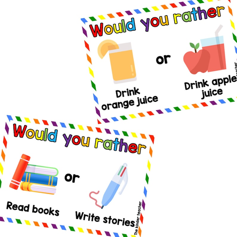 Would You Rather Questions! 40 Cards - Kindergarten, First Grade - Etsy