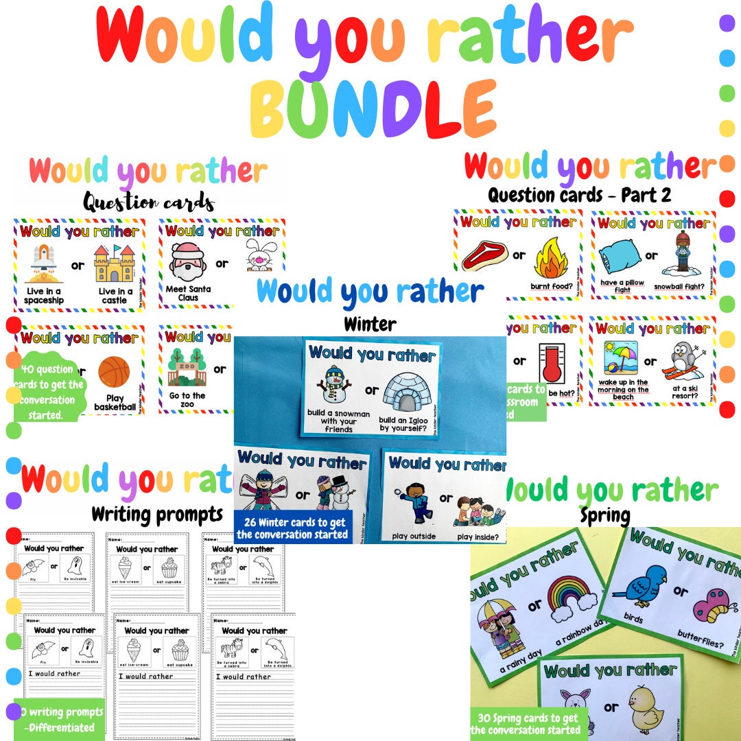 Would You Rather Question Cards - BUNDLE - Etsy