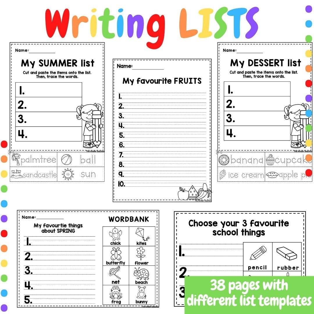 Writing Lists Booklet for Reception & Nursery - Early Years - Etsy