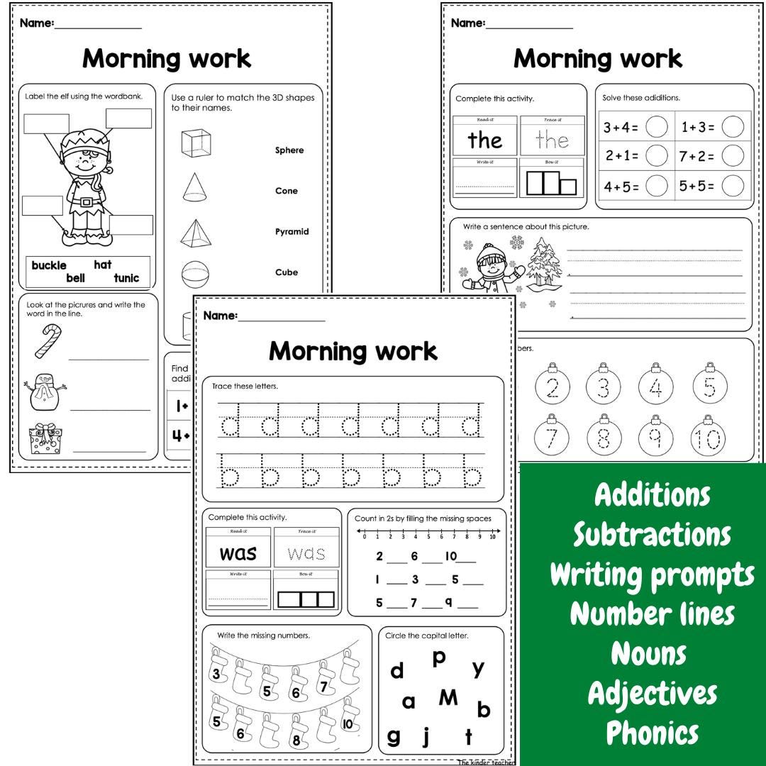 December Morning Work for Reception and Year 1 - Etsy