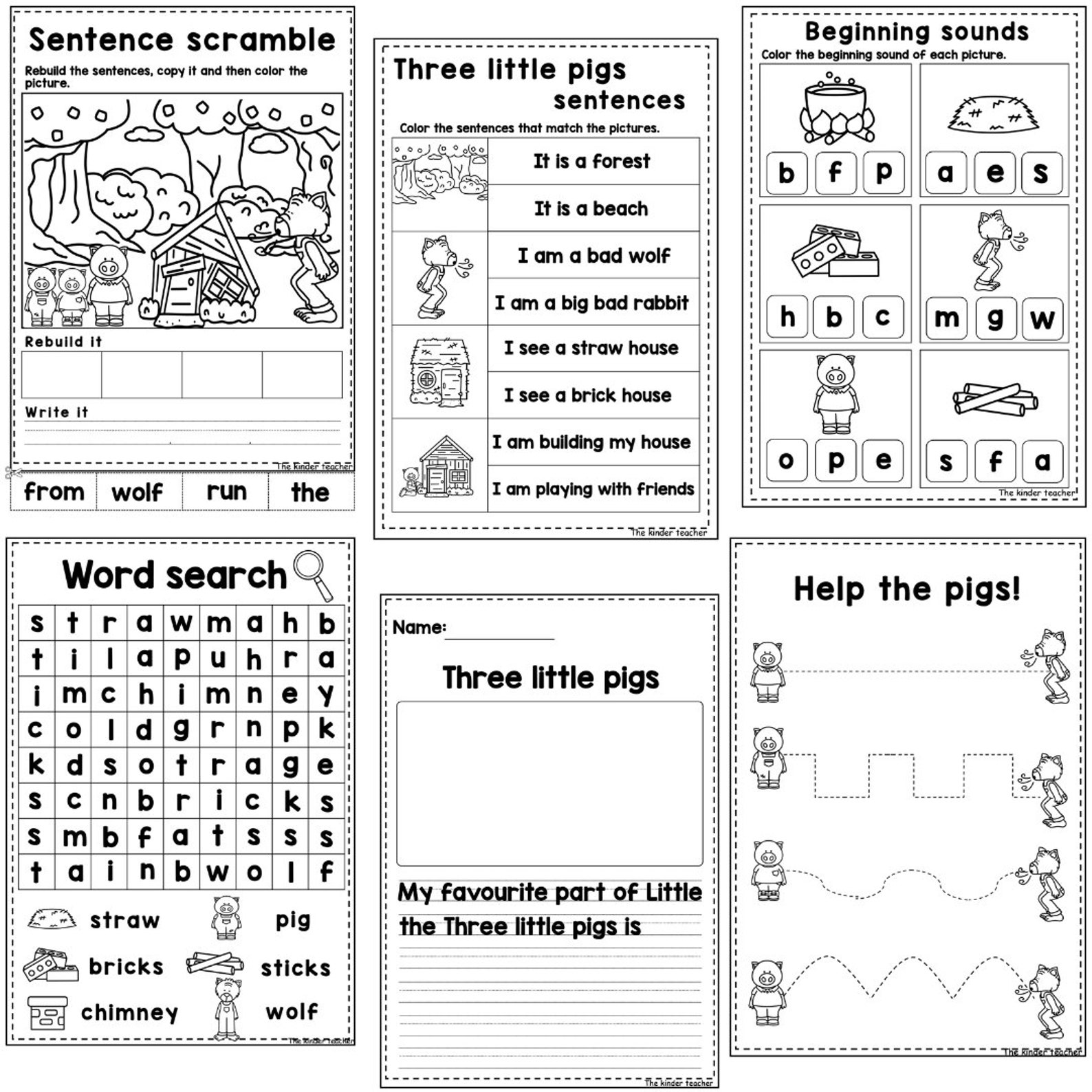 Three Little Pigs - Literacy Activity Booklet - Etsy