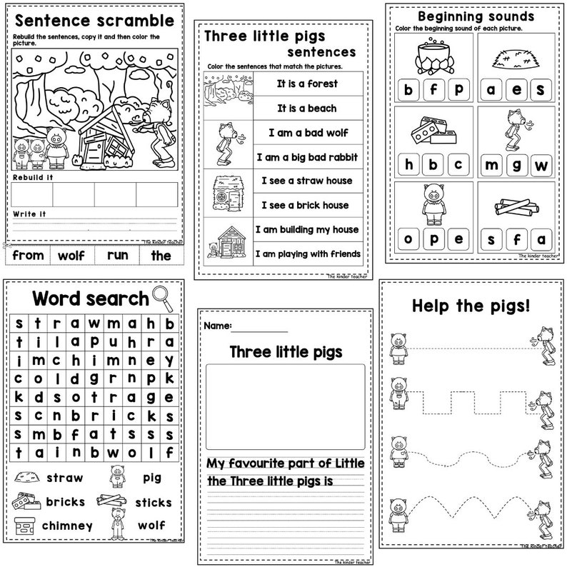 Three Little Pigs - Literacy Activity Booklet - Etsy