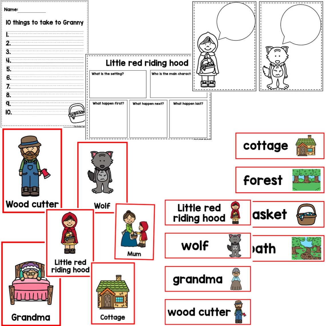 Little Red Riding Hood - Writing Area for Early Years - Etsy