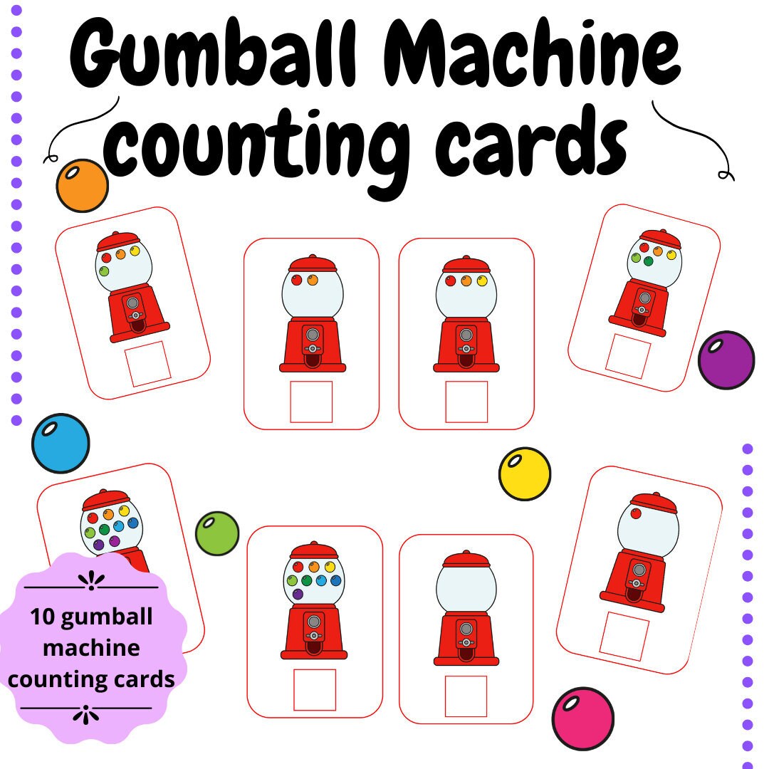 Gumball Machine Counting Cards - Etsy