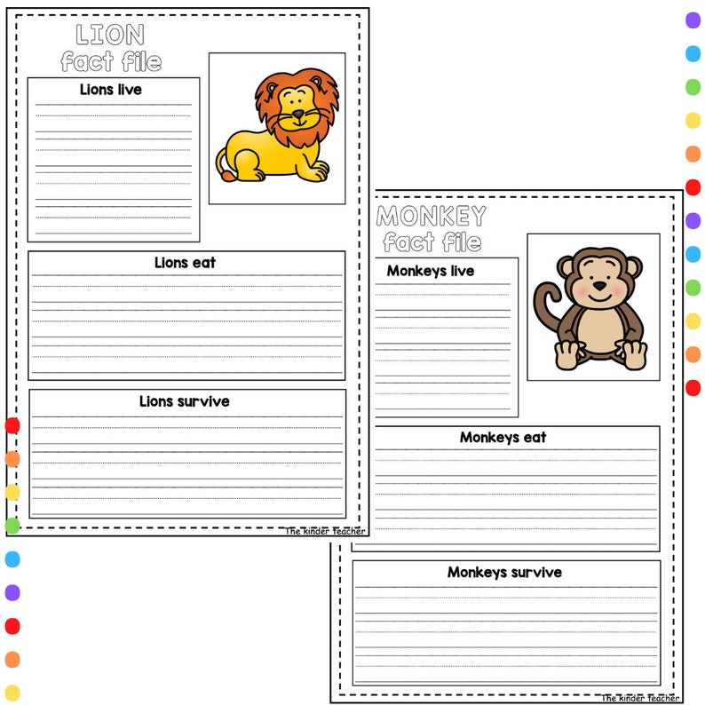 Animals Fact Files - Early Writing - Reception and Nursery - Etsy