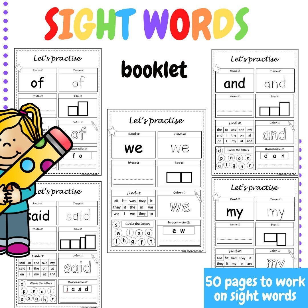 High Frequency Words Booklet - 50 Words - Etsy