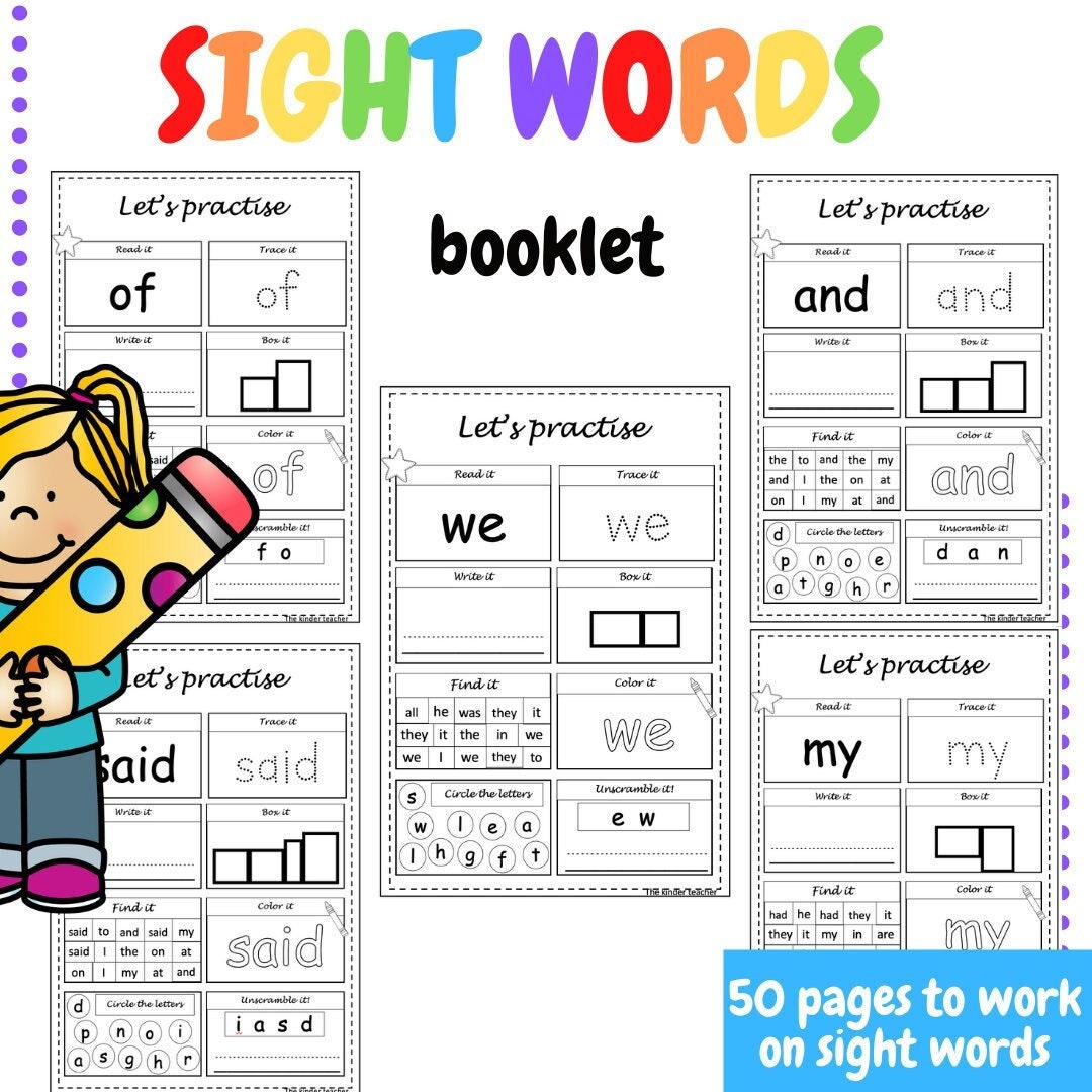 High Frequency Words Booklet - 50 Words - Etsy
