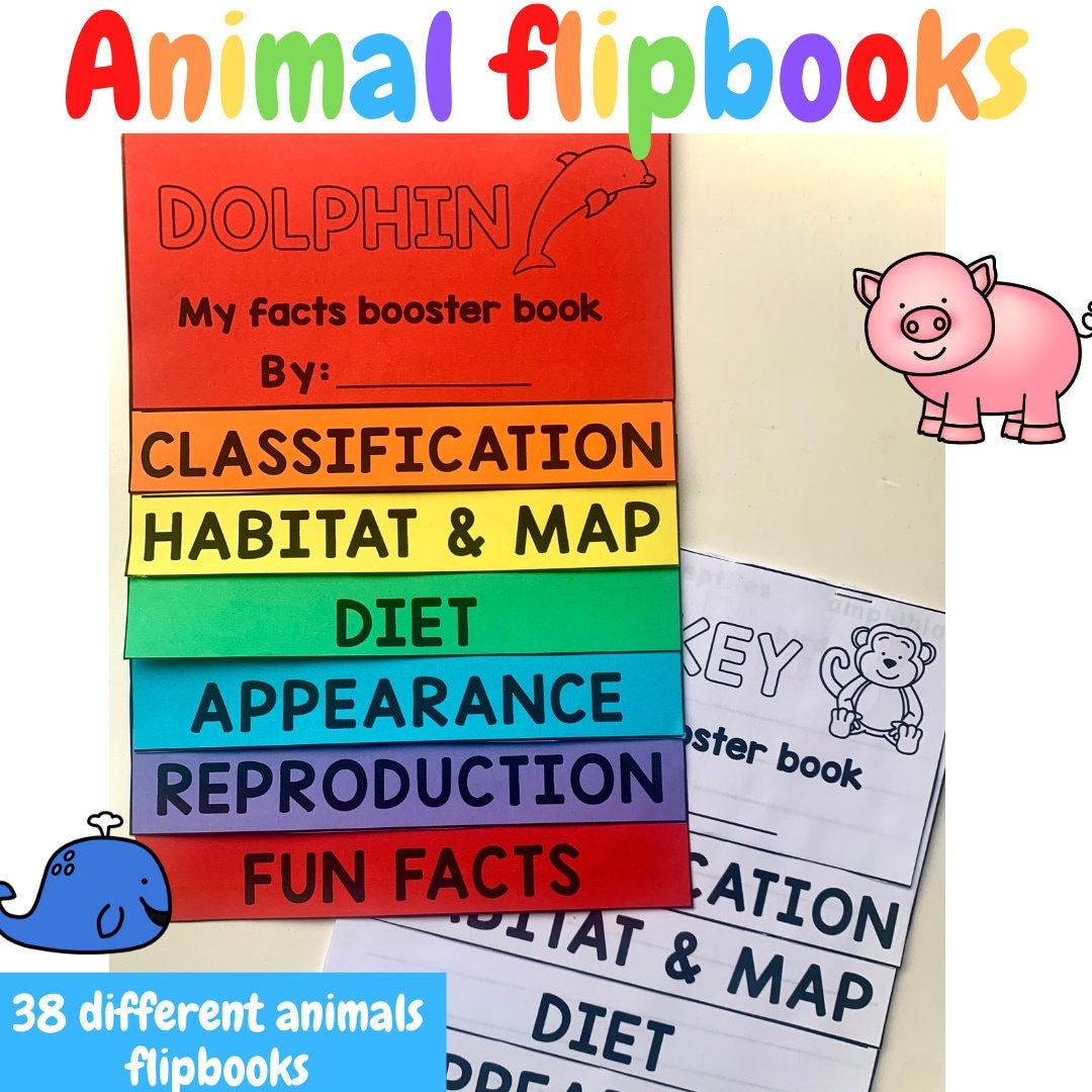Animals Flipbook Activity - Worksheet - Lapbook - Etsy