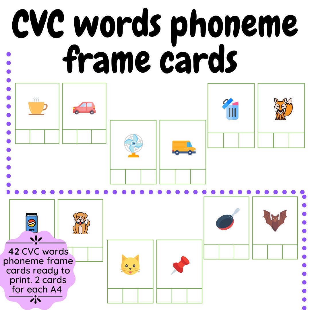 CVC Words Phoneme Frame Cards - Etsy