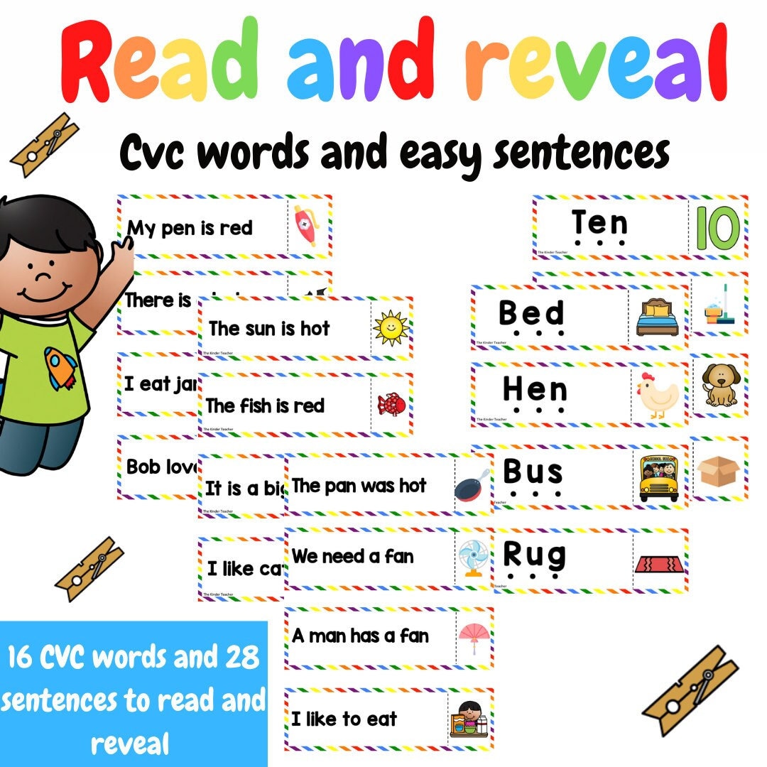 Read and Reveal - CVC Words and Sentences - Etsy