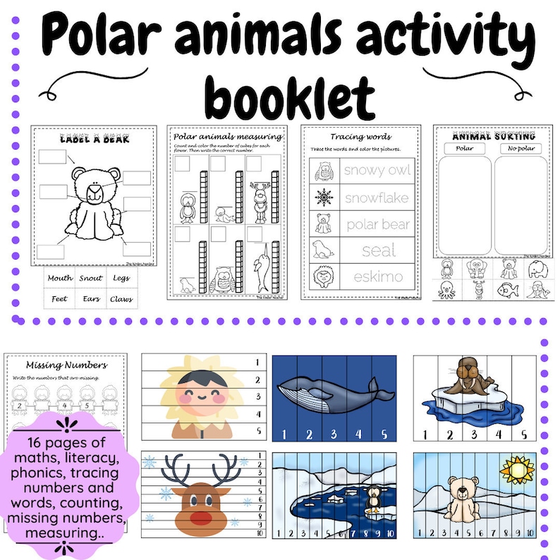 Polar Animals Activity Booklet - Etsy