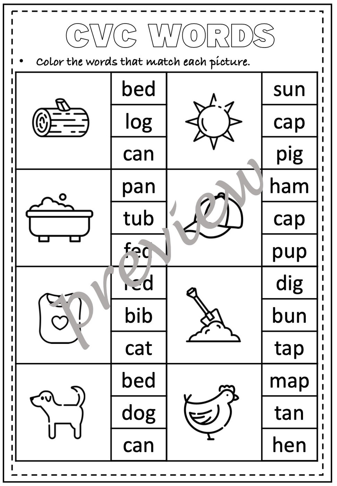 CVC Words Booklet - Etsy