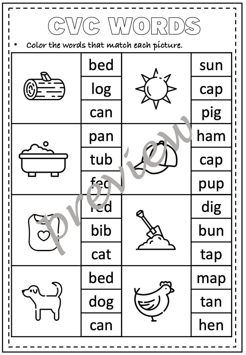 CVC Words Booklet - Etsy