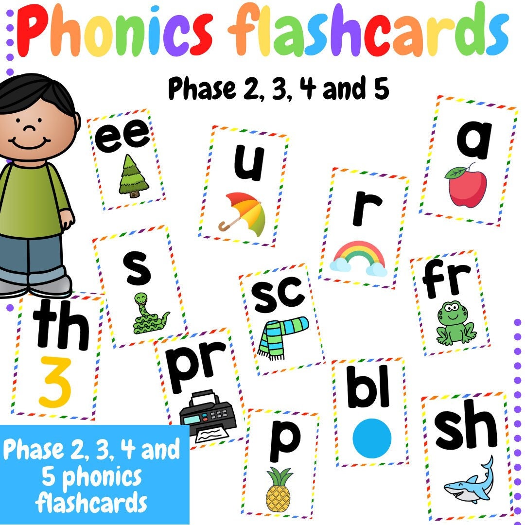 Phonics Flashcards - Phase 2, 3, 4 and 5 - Etsy