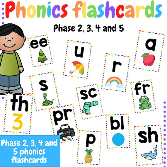 Phonics Flashcards Phase 2 3 4 and 5 | Etsy