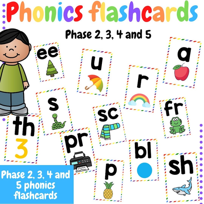 Phonics Flashcards - Phase 2, 3, 4 and 5 - Etsy
