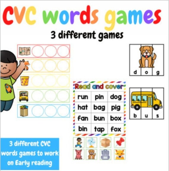 CVC Words Games for Preschool Pre-k and Kindergarten | Etsy