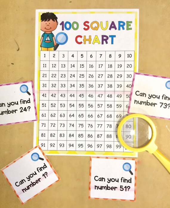 100 Square Chart Find the Number One More One Less - Etsy