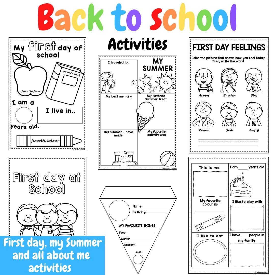 Back to School Activities First Day at School My Summer All About Me - Etsy