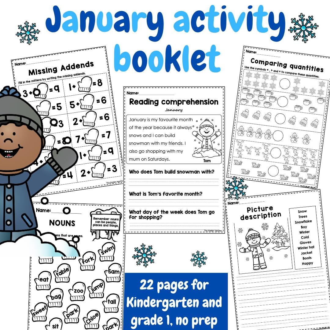 January Activity Booklet - Reception, Year 1 and Year 2 - Etsy